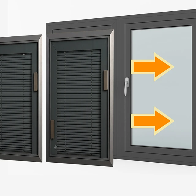 Electric Aluminum Slats - Built in Louver Integral Blinds