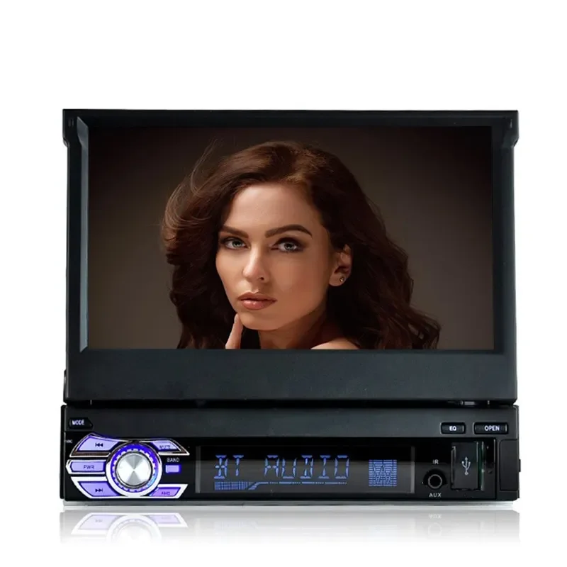 9601s 1 Din Car Radio Stereo 7" Retractable Screen Multimedia Player Bt ...