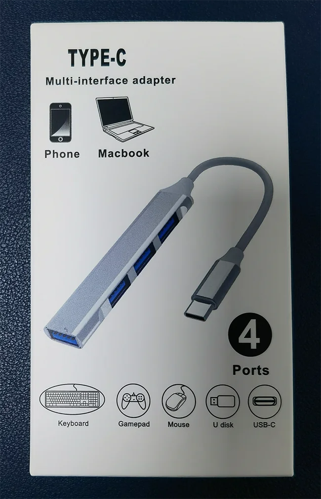 4 In 1 Usb C Type C Hub To Usb3.0 Type-c 3xusb High Speed Splitter 4 ...