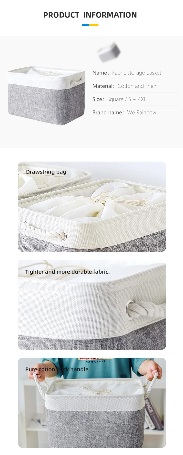 Modern White Giant Canvas Foldable Storage Bins Square Clothing ...