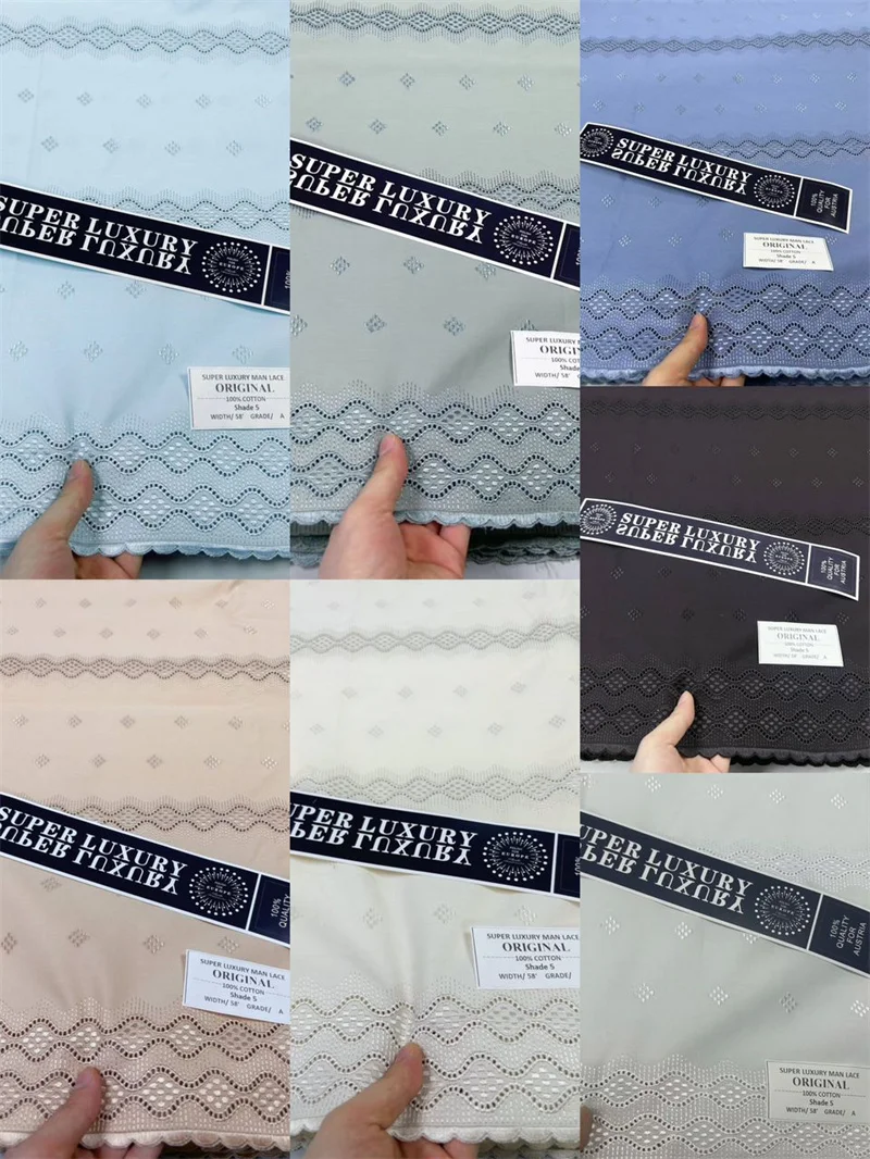 Super Luxury Man Lace 100% Cotton for Austria Lace Fabric for Men High ...
