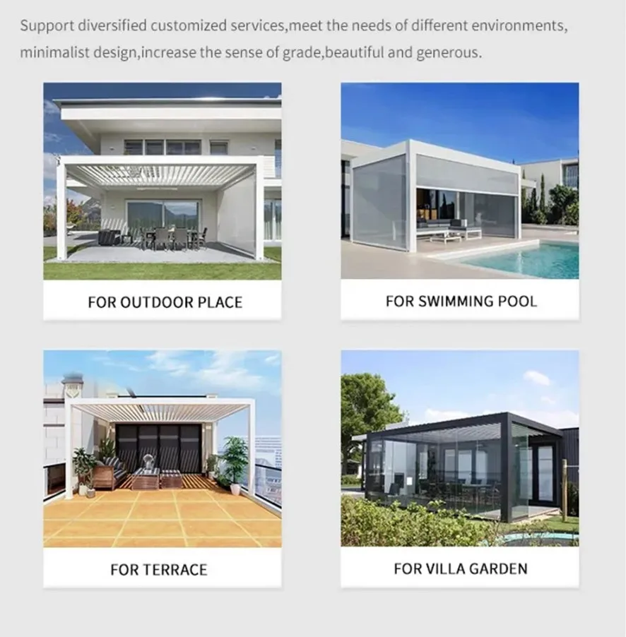 Motorized Outdoor Garden Pergola Waterproof Smart Louvered Roof Pergola ...