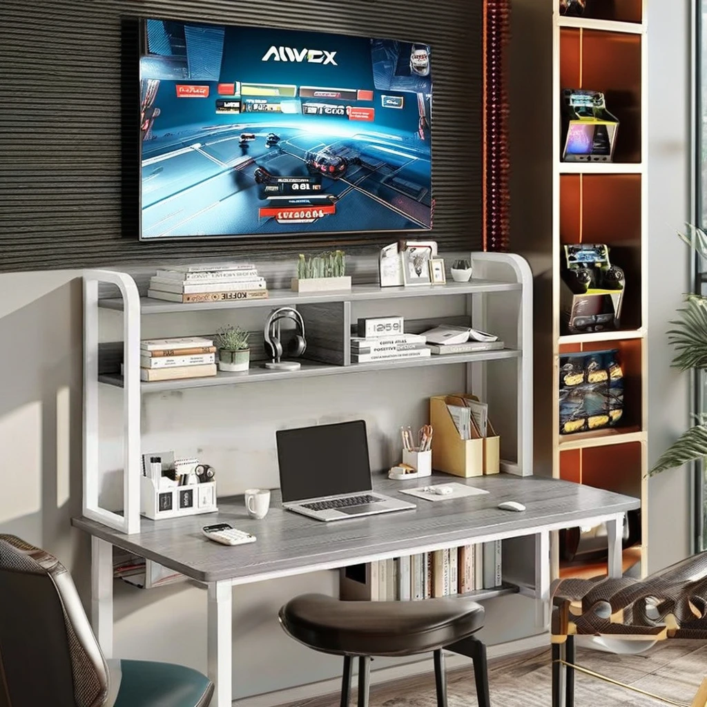 Modern E-Sports Black Gaming Desk Set Wooden Computer Desk with Double ...