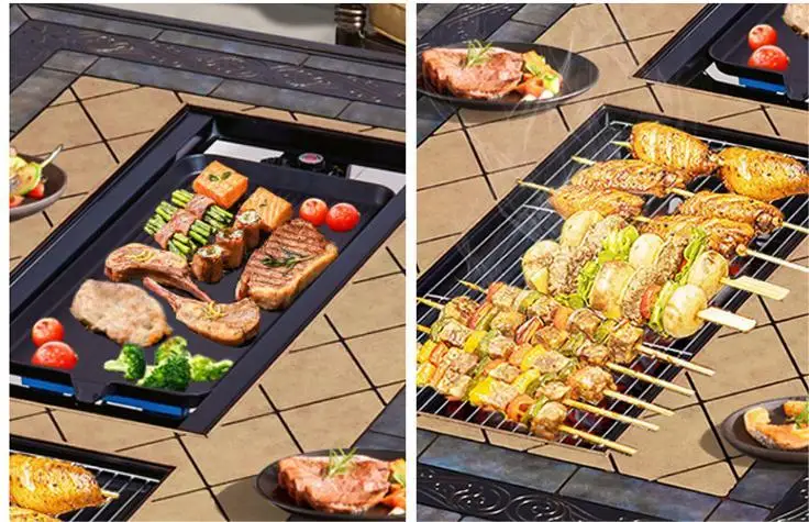 Outdoor Garden Barbecue Table Set Cast Aluminum Bbq Table Patio ...