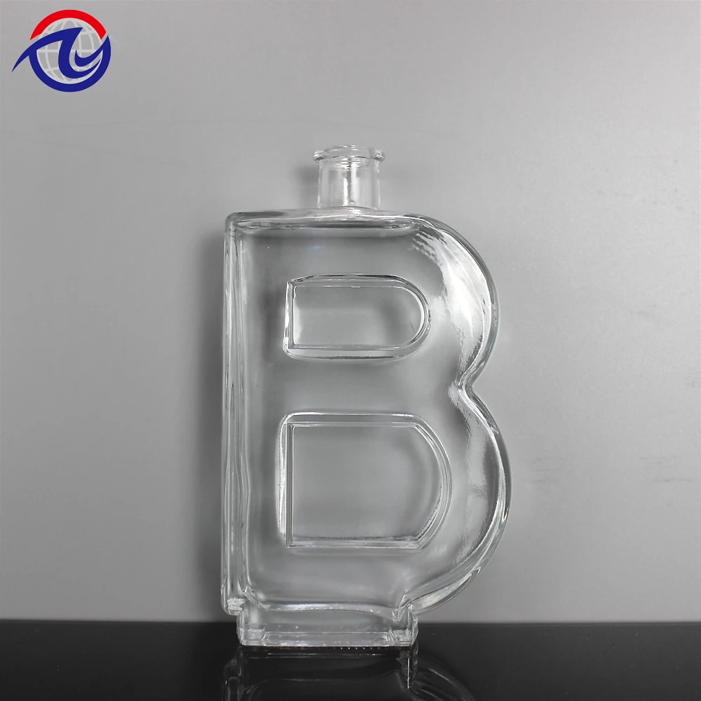 Premium Letter B Shaped Empty Alcohol Brandy Whisky Glass Bottles ...