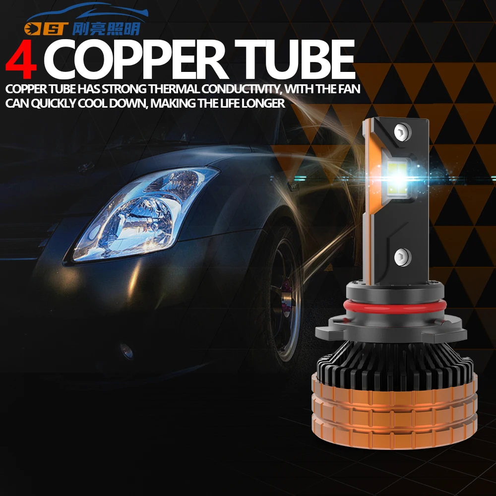 New Design T70 Four Copper Tubes 21000lm Reliable Driver H1 H8 H9 Hb4 Hb3 9012 Mini Turbo Fan ...