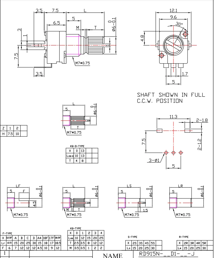 9mm Variable Resistor 5k 10k Linear Potentiometer Vertical Pins 15/20mm ...