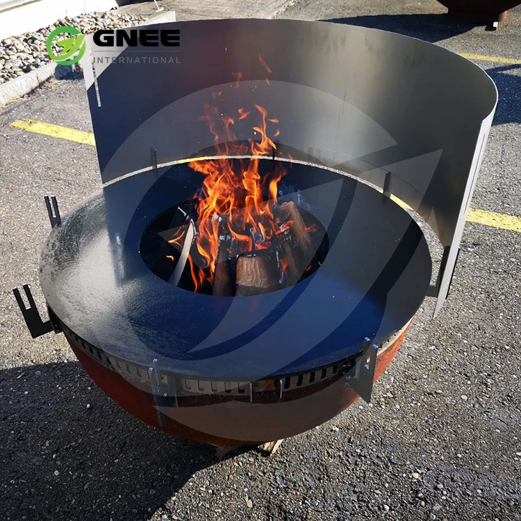 Outdoor Garden Rust Heavy Duty Bbq Grill Burning Wood Corten Steel ...