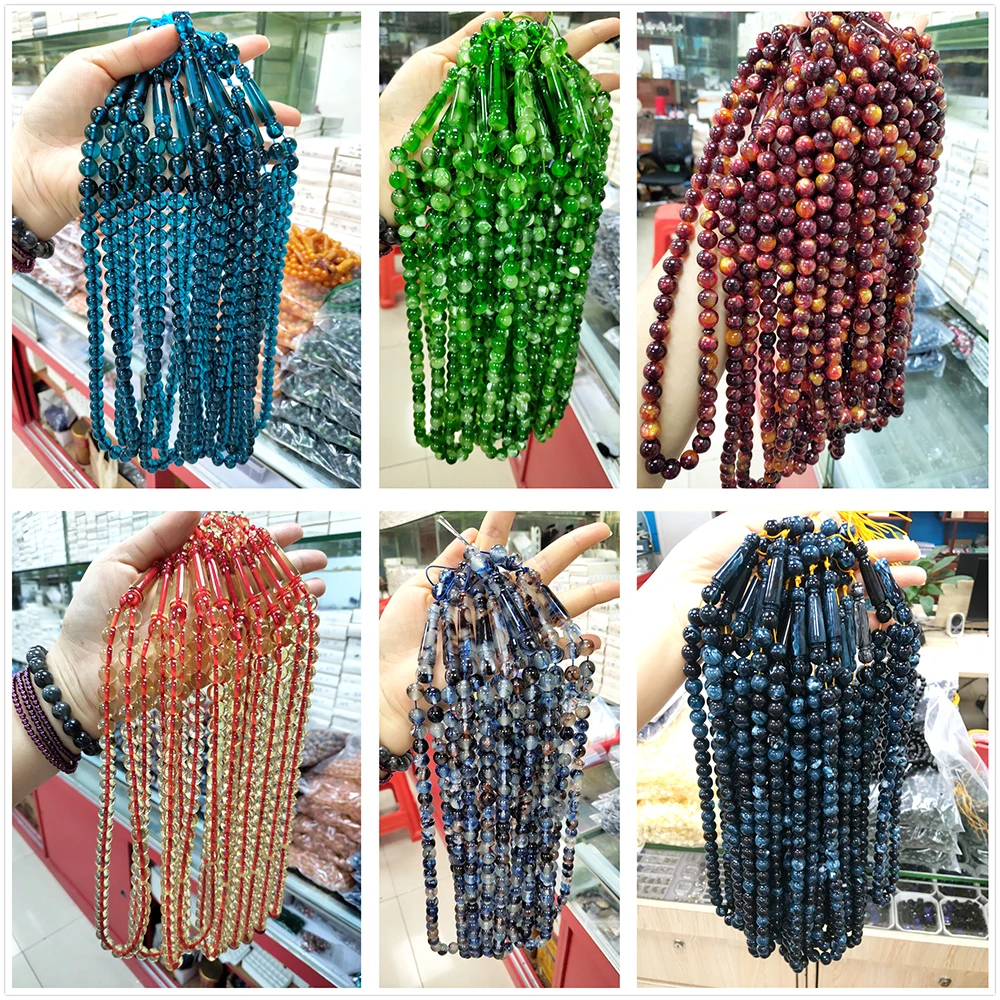 High Quality 10mm 51 Beads Yellow Color Resin Amber Turkey Popular 33 ...