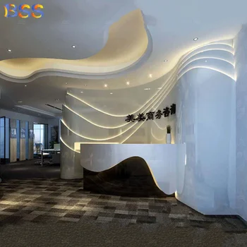 Salon Clinic Receptionist Counter Design Contemporary Beauty Solid ...