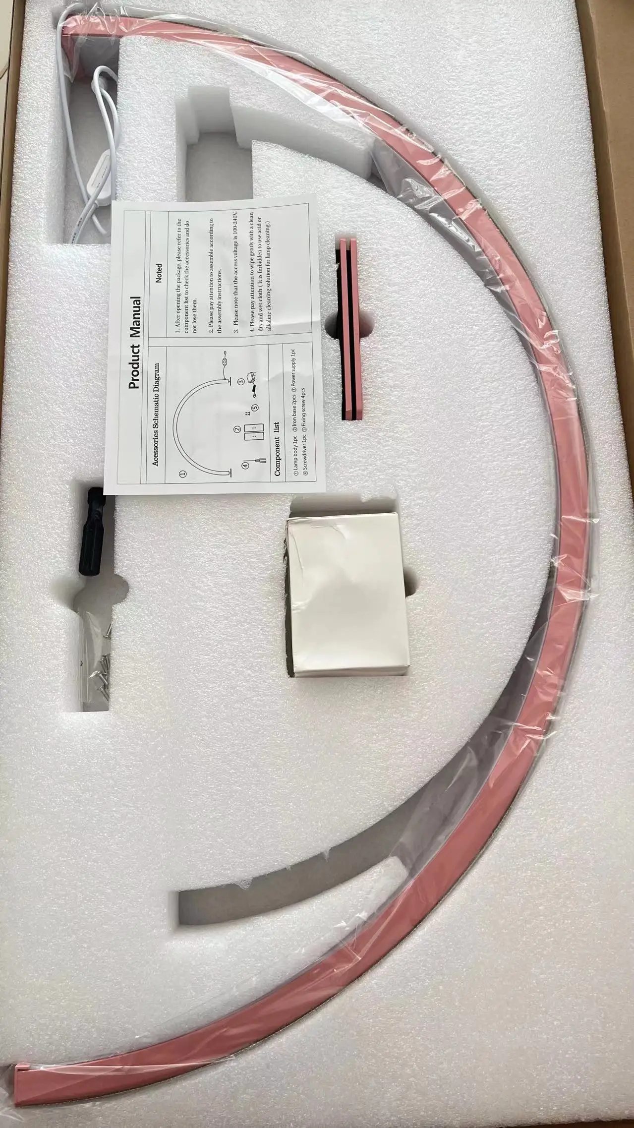 75cm Diameter Big Size Arc Lamp Led Table Half Moon Ring Light With Diamond For Nail Salon Free ...