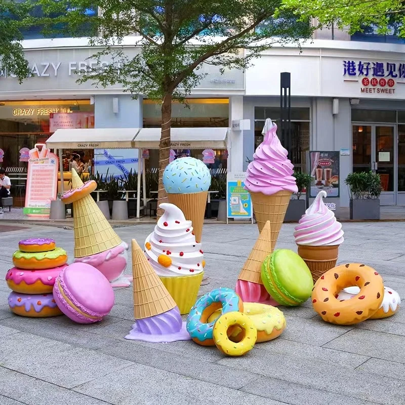Giant Ice Cream Cone Statues Melting Fiberglass Candy Lollipop ...