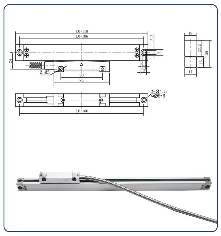 Dro Digital Readout Linear Scale Encoder 50-3000mm Optical Glass Scale ...