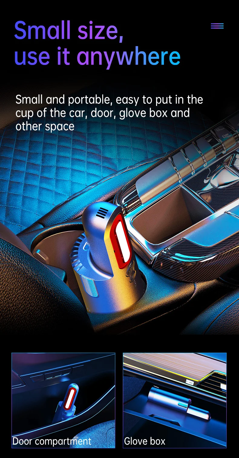 Type-c Style Mini Car Dust Cleaner With High Power 6000 Pa Portable ...