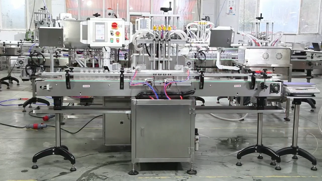 The One Automatic Four Nozzles Milk Juice Liquid Bottle Filling And Capping Machine Production ...