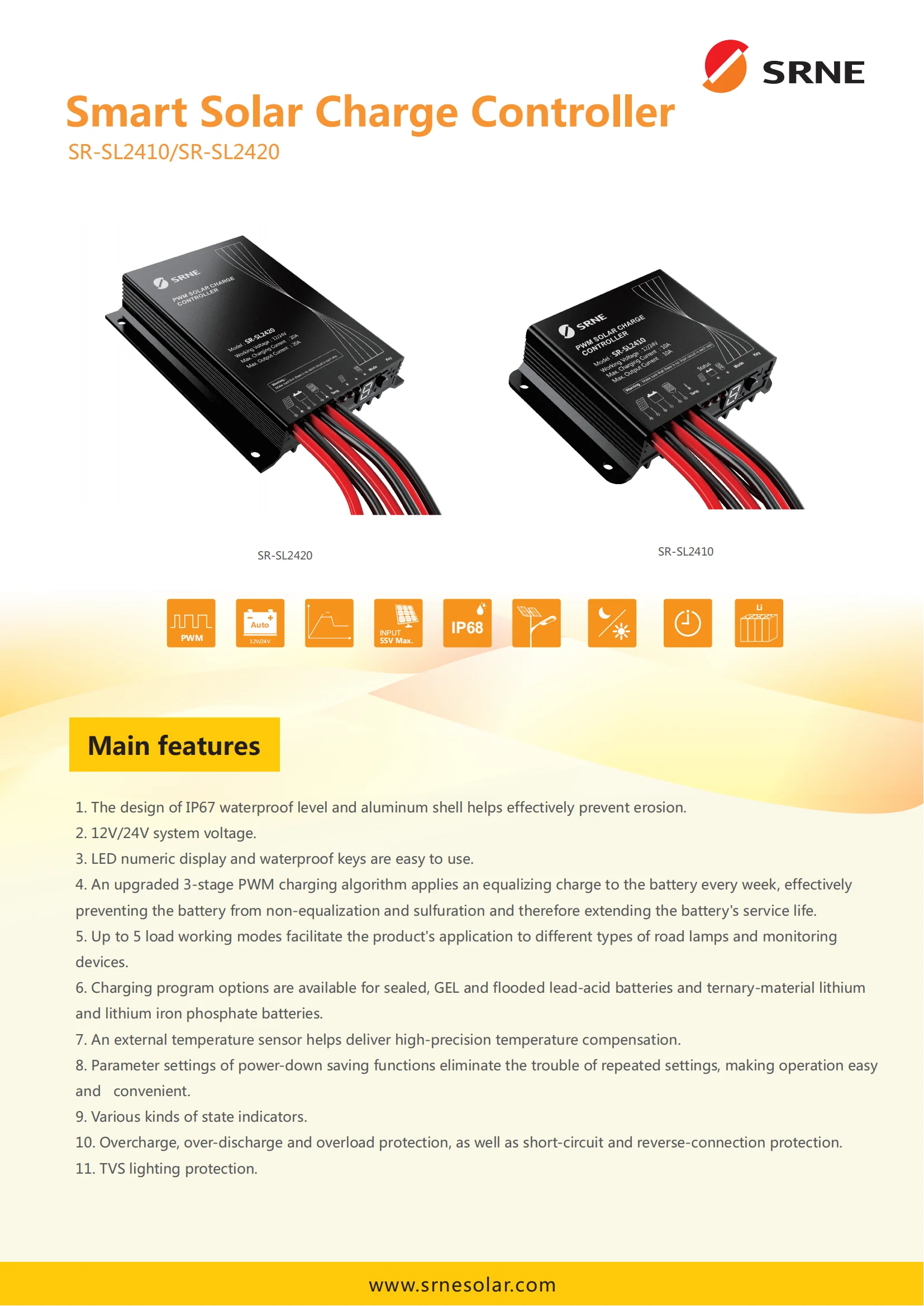 Srne Mppt Solar Charge Controller 24v 20a Smart Solar Charge Controller ...