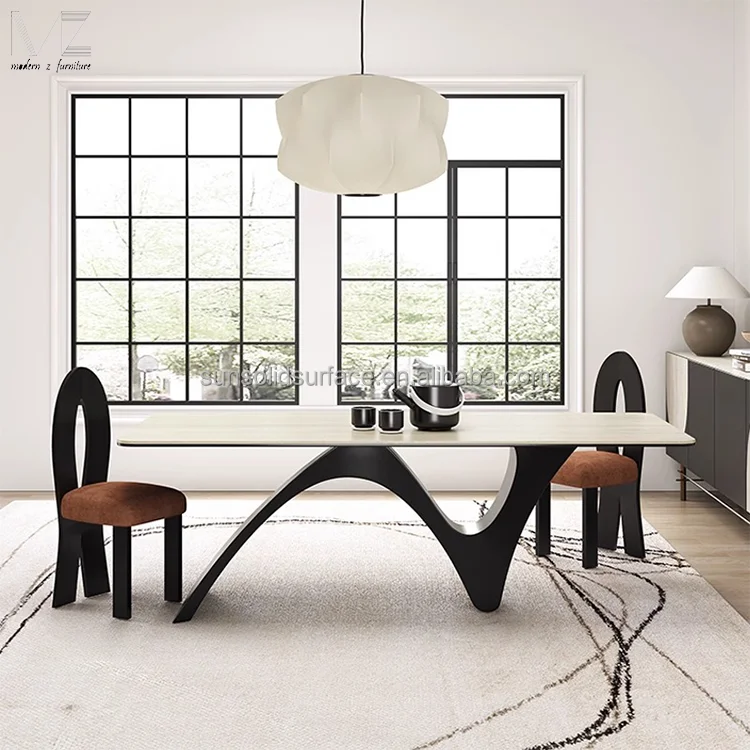 Modern High Quality Dining Table White Top With Bright Stainless Steel ...