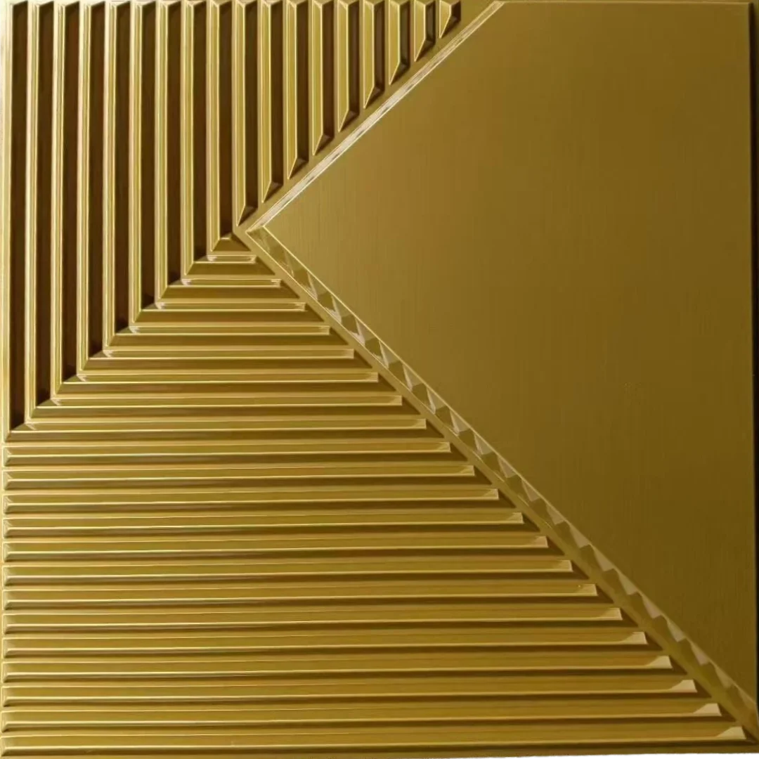 Luxury Gold Mirror-Polished PVC 3D Geometric Wall Panels Moisture-Proof ...