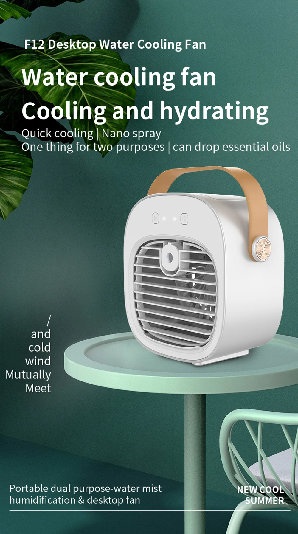 Portable Rechargeable Water Mist Fan Humidifier Cooling Fan with Ultra ...
