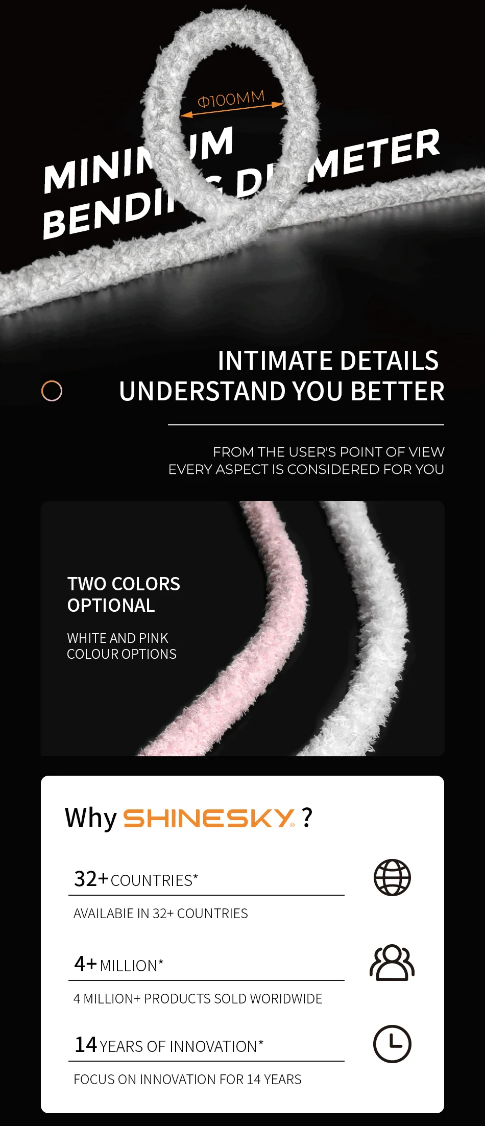 SHINESKY 360° Plush Neon LED Strip Light Flexible Silicone DC12V Round Ambient Lighting for Home ...