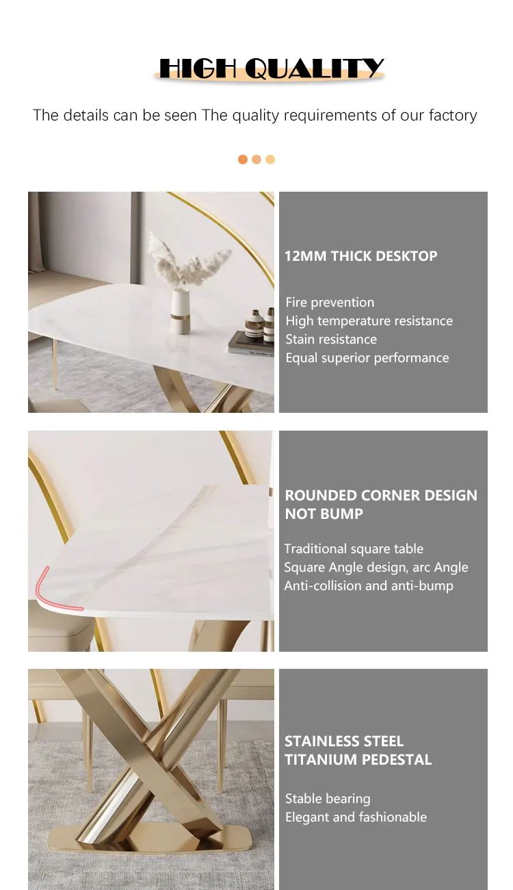 Luxury Rectangular Sintered Stone Dining Table Set 6 Seater