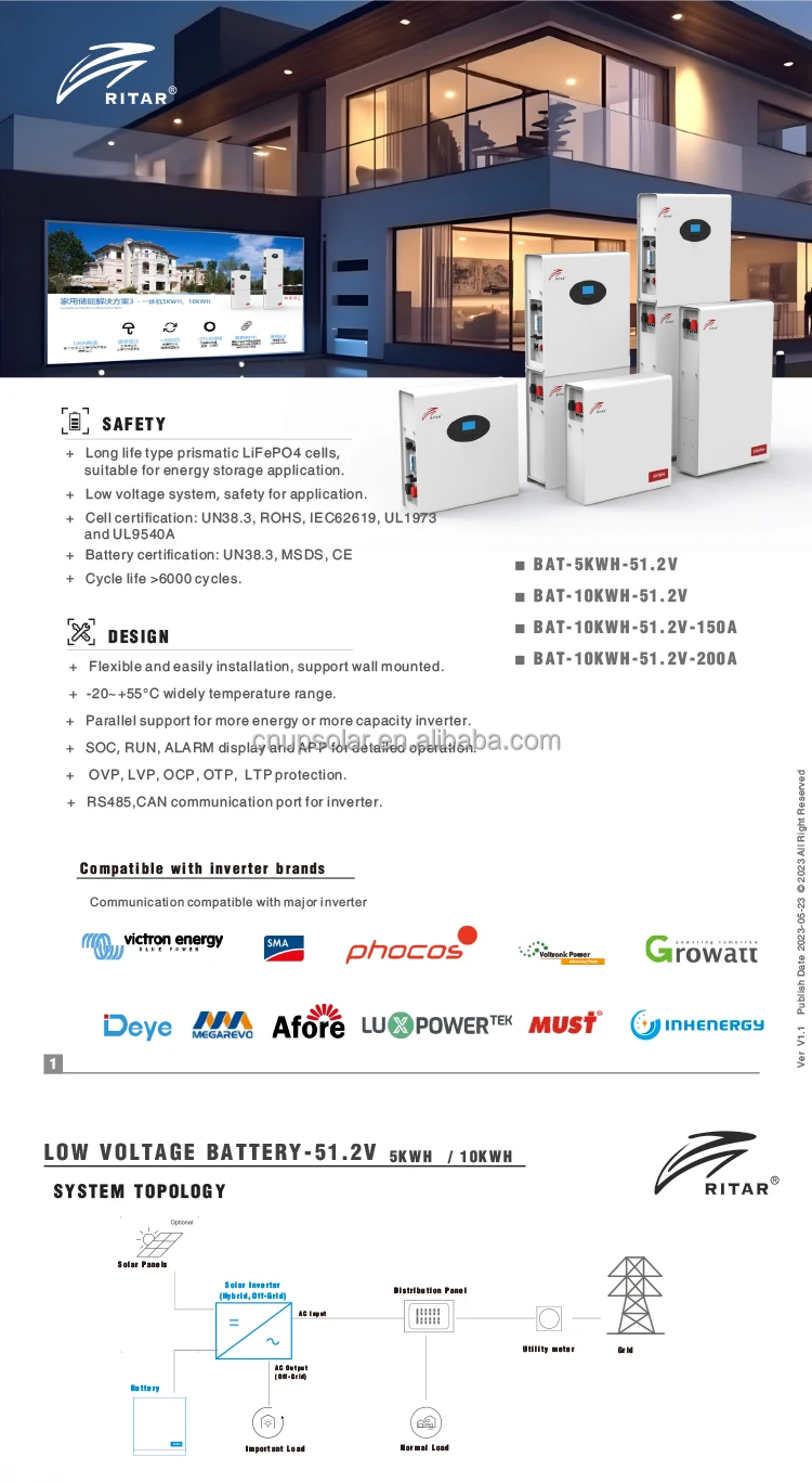 Ritar 2024 Hot Selling 10kw Solar Battery Wtih Popular Style For Solar Energy Storage Systems ...