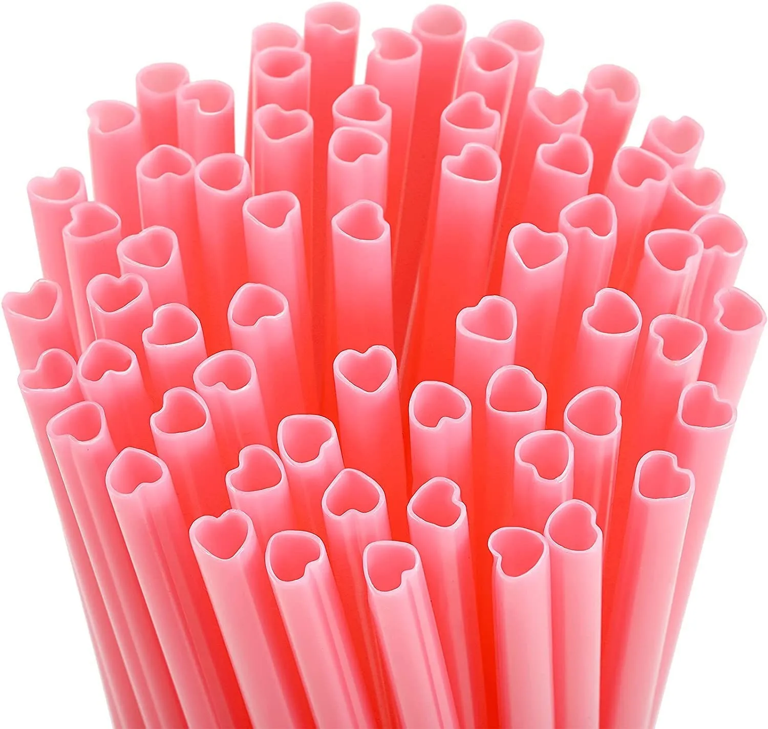 Heart Shaped pink Straw Individually Wrapped Bridal Shower Disposable ...