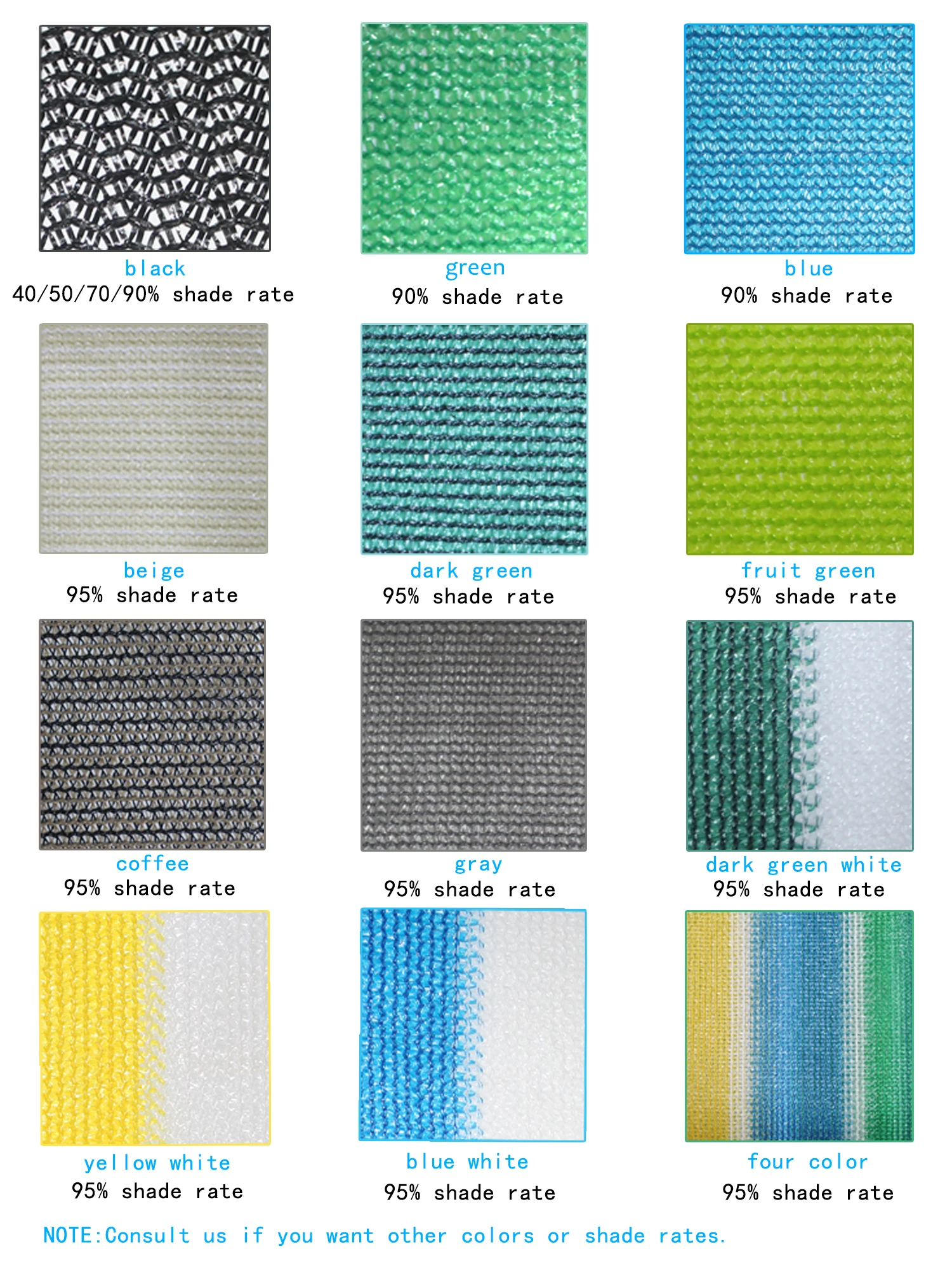 Custom Size 40% 50% 70% 80% 90% Shading Rate Agriculture Shade Net ...