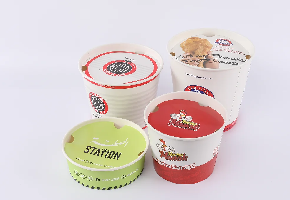 Custom Paper Food Buckets, Paper Fried Chicken Buckets With Lid, 32oz ...