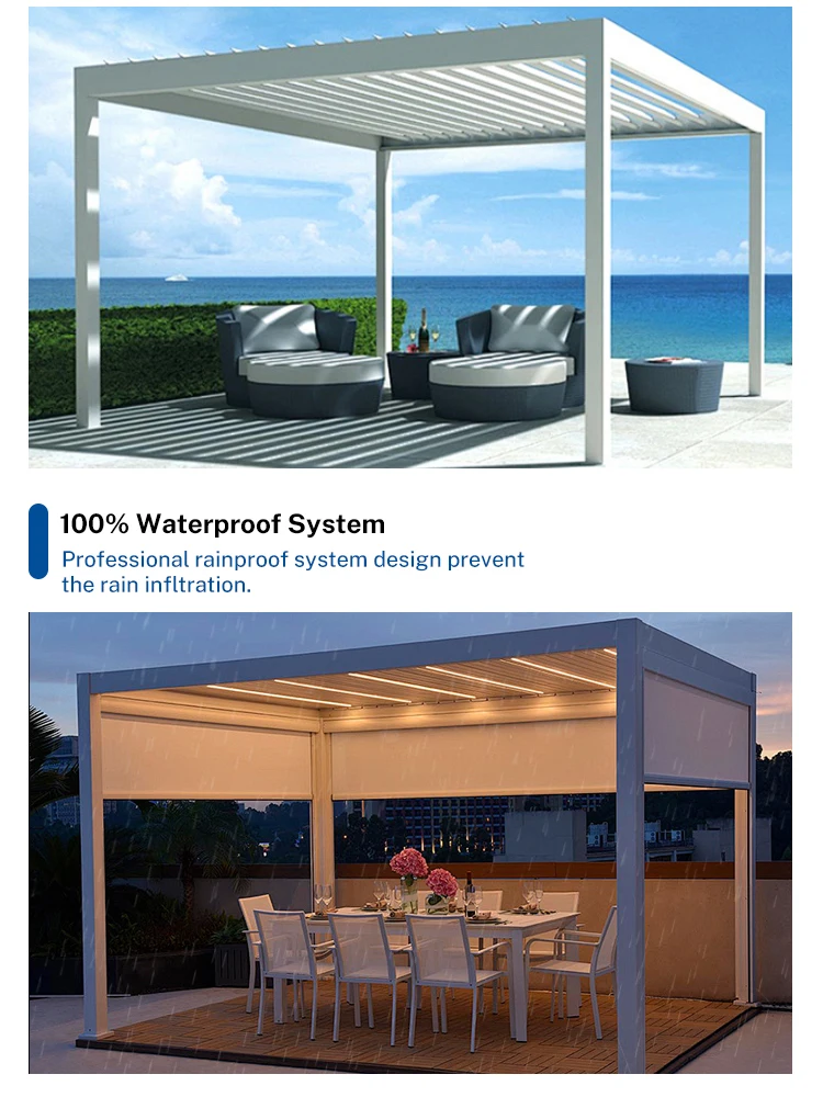 Garden Building Aluminum Pergola Roof Louver Garden Pavilion Gazebo ...