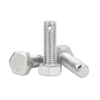 M10 Stainless Steel Sus 304 316 316l Plain Finish Hex Bolt With With Split Pin Hole On Shank ...