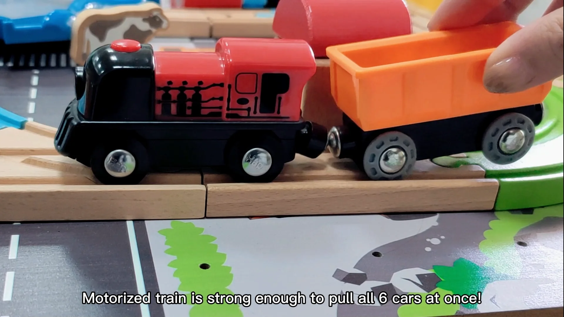 Wooden Train Set Trains Track Toys Electric Train Car With Battery ...