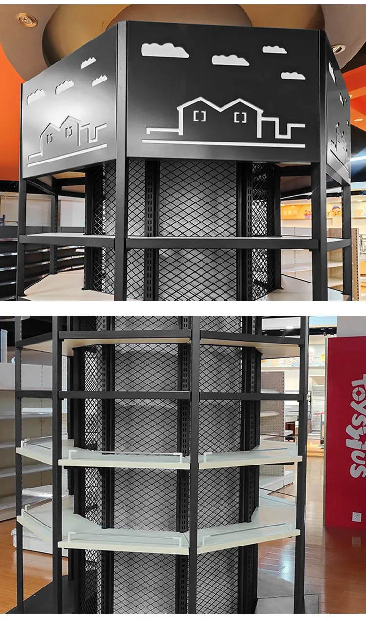 Customized Round Display Stand for Supermarket Gondola Shelves