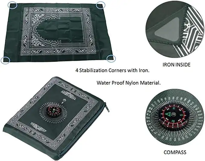 60*100cm Portable Muslim Prayer Mat Compass Travel Prayer Mat Pocket ...