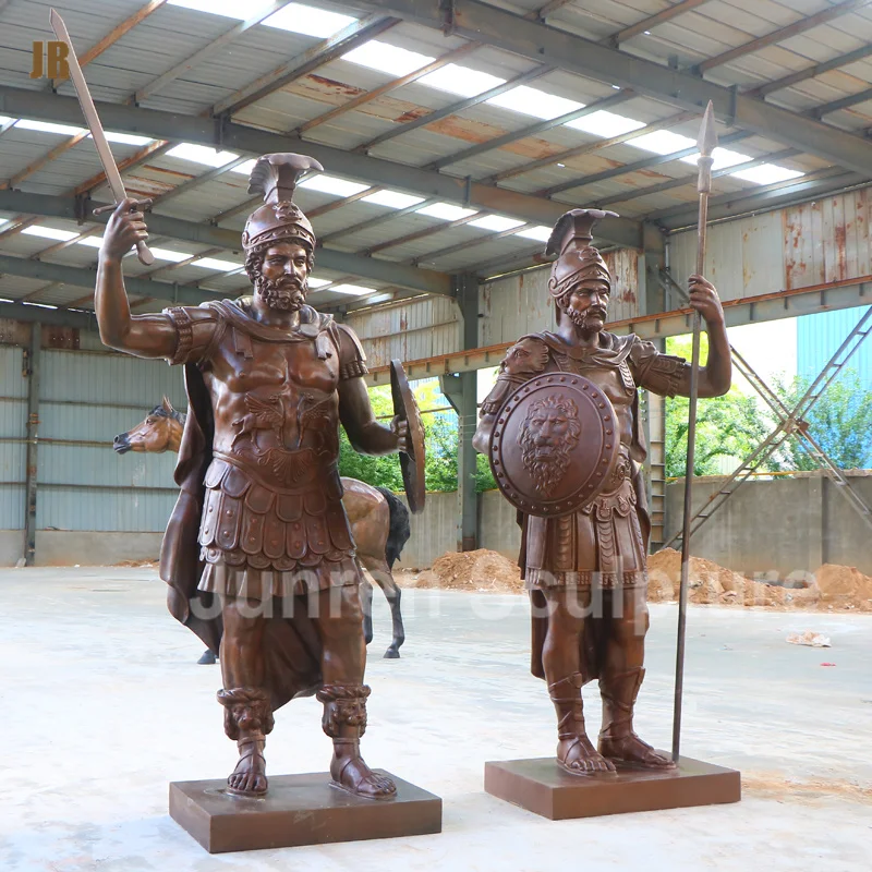 Hand Carved Life Size Bronze Metal Armor Knight Statue