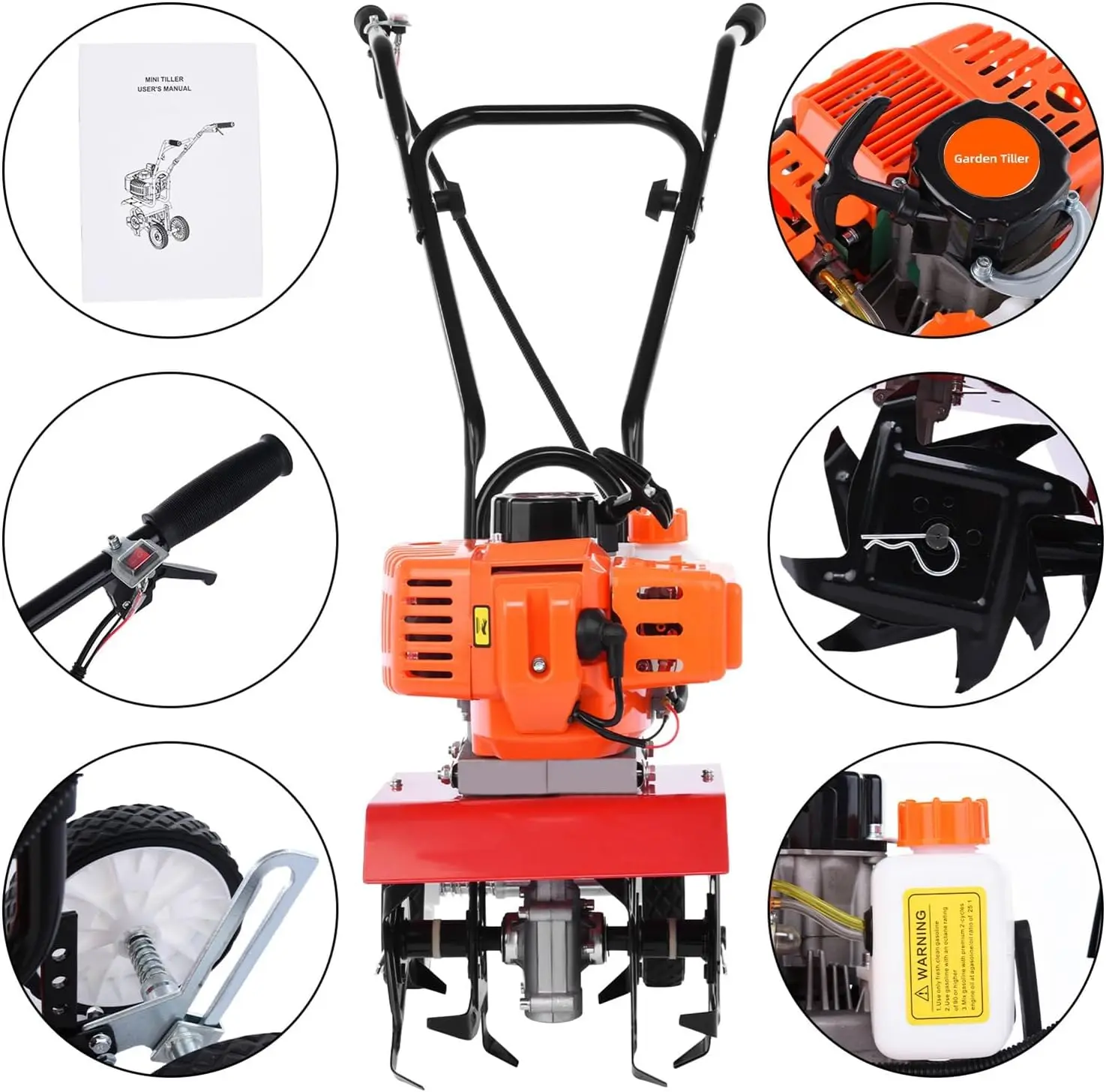 52cc 2 Stroke Gas Powered Farm Cultivator Tractor