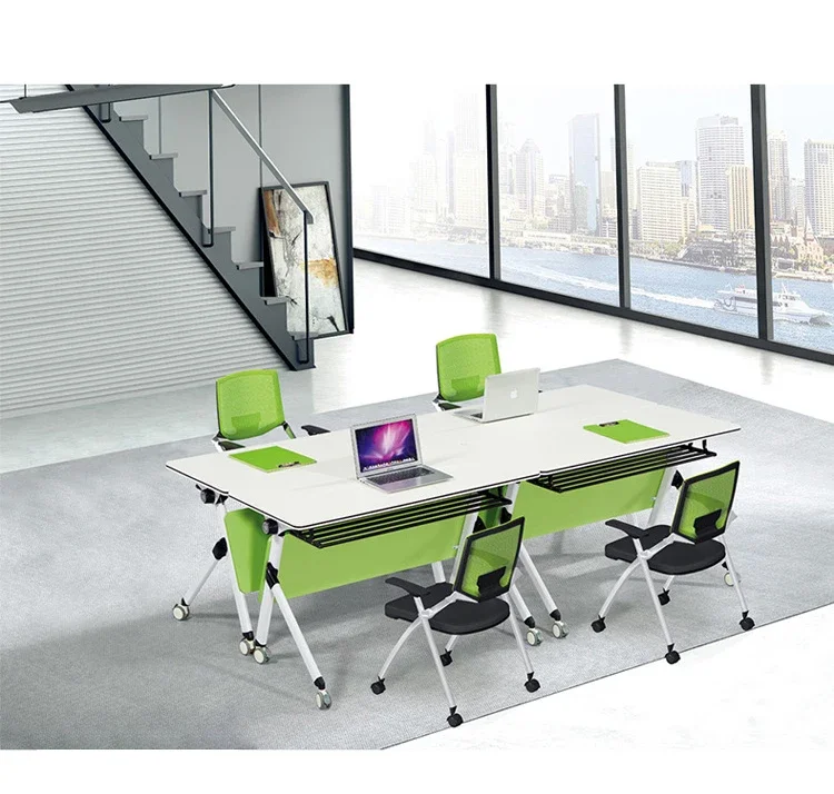 Wooden Folding Office Desk Flip Top Desk Movable School Custom Training ...