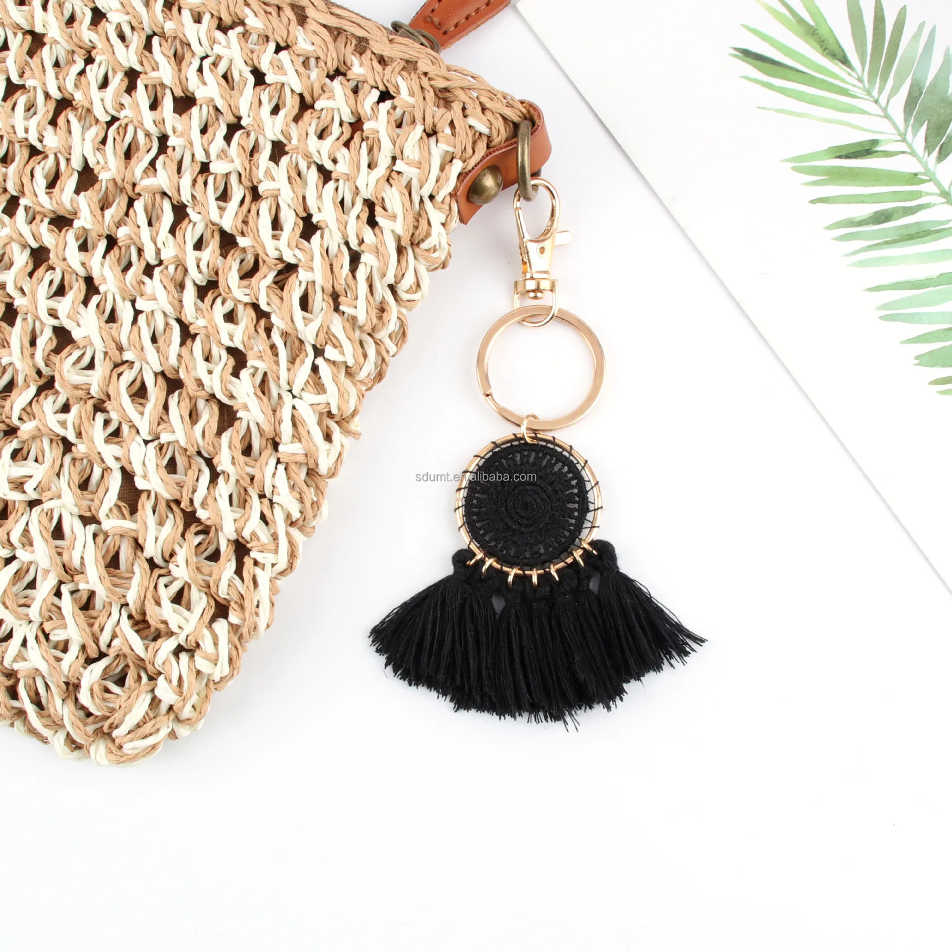 Ethnic Bohemian Handmade Colored Cotton Tassel Pagoda Dangling Key Ring ...