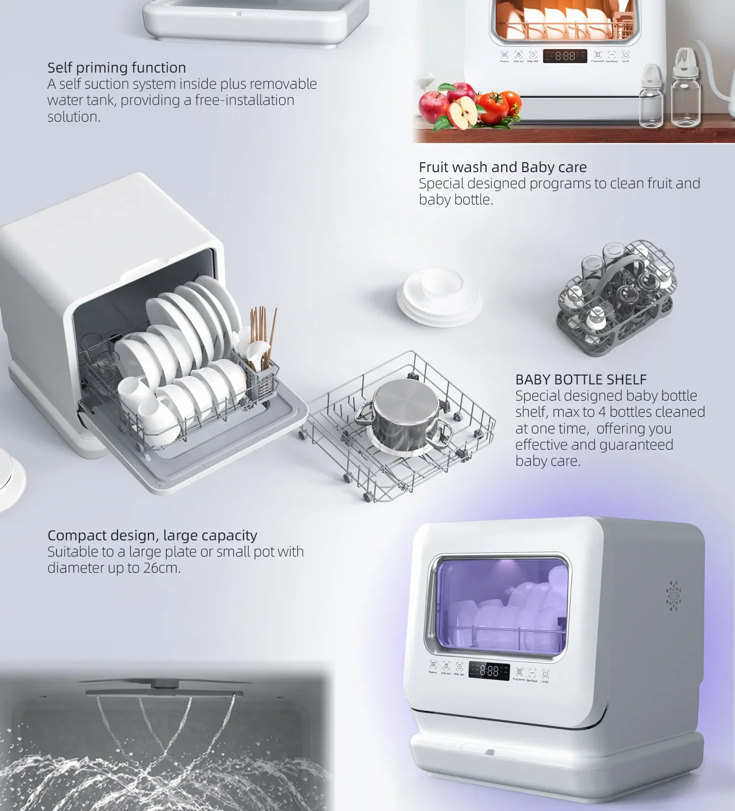 Mini Portable Table1200w Dishwasher - Perfect for Homes & Hotels