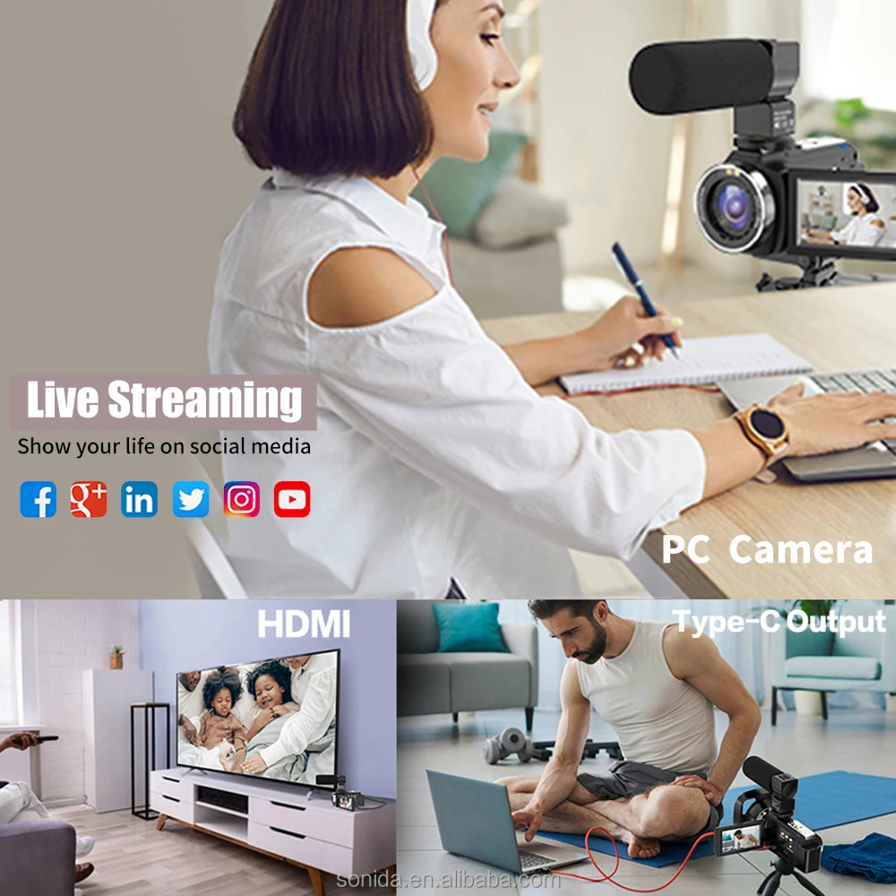 Sonida 4K Video Camera Recorder - 60FPS, 16X Digital Zoom, NightShot ...
