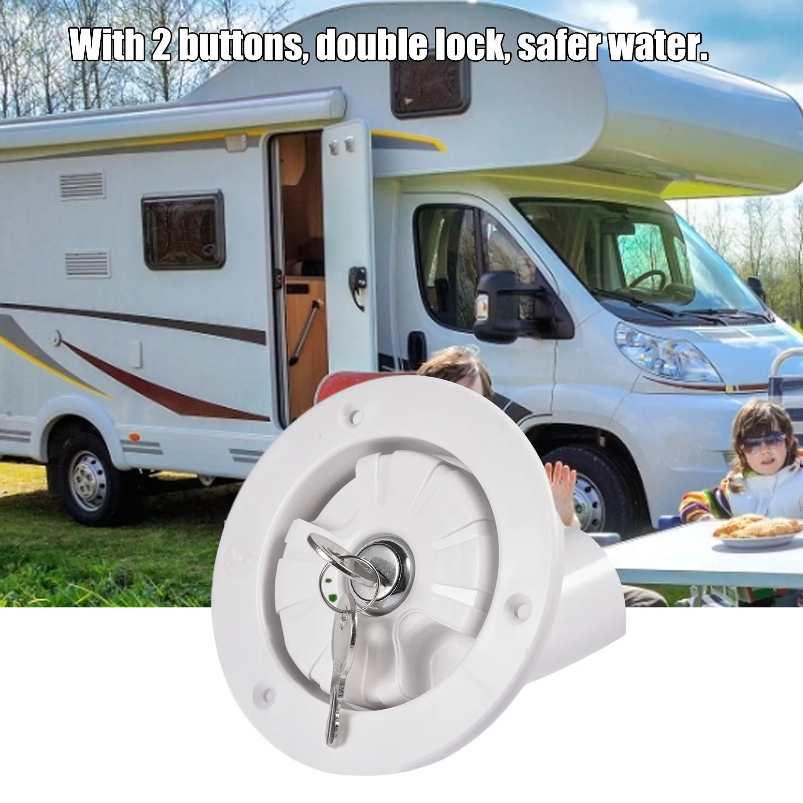 Water Locking Inlet Hatch Filler Cap White for RV Camping