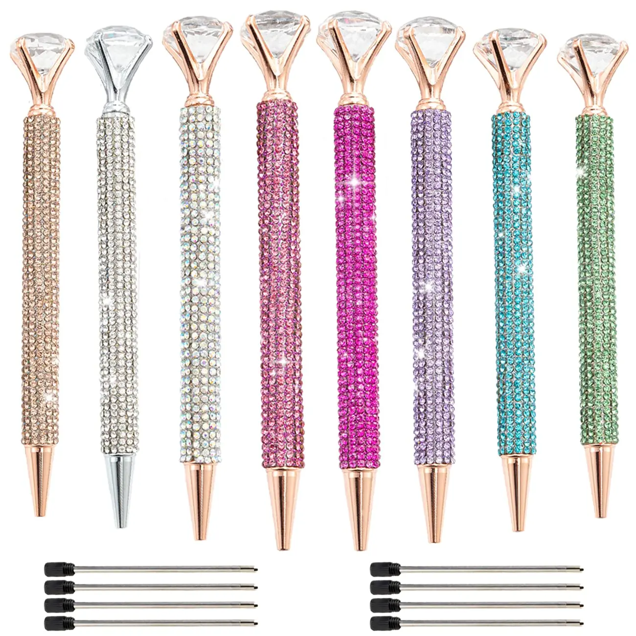 Retractable Diamond Metal Crystal Ballpoint Pens Rhinestone Writing ...