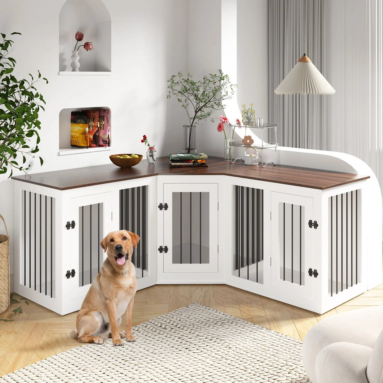 Corner Dog Haven for Multiple Pups Roomy Canine Retreat with Secure ...