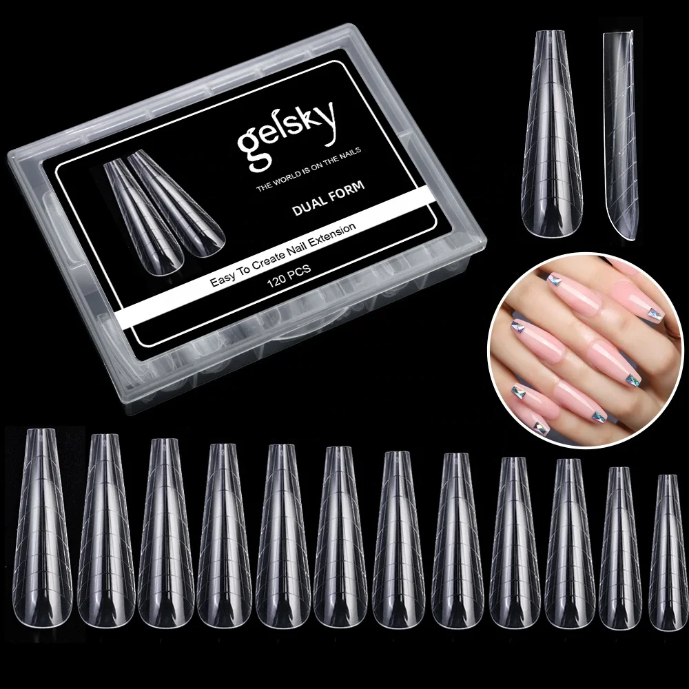Gelsky Dual Form Long Conffin Gel Extension Molds Nail Dual Form - Buy ...