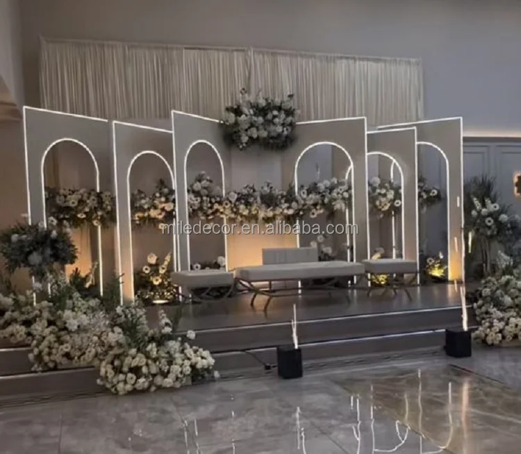 Elegant Wedding Backdrop Stage Decorations LED Acrylic PVC Arch