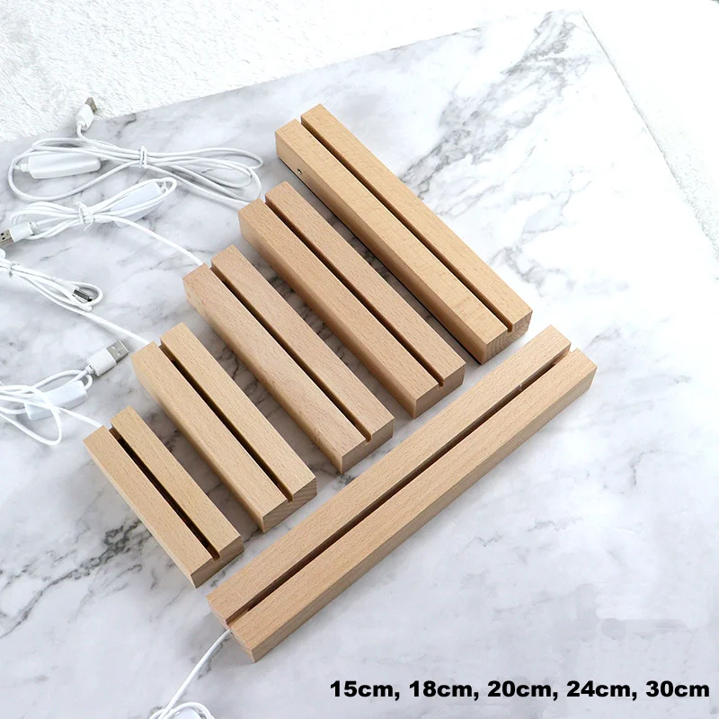 Wholesale Rectangular Wooden Led Lights Display Base 3D Plexiglass Lamp ...