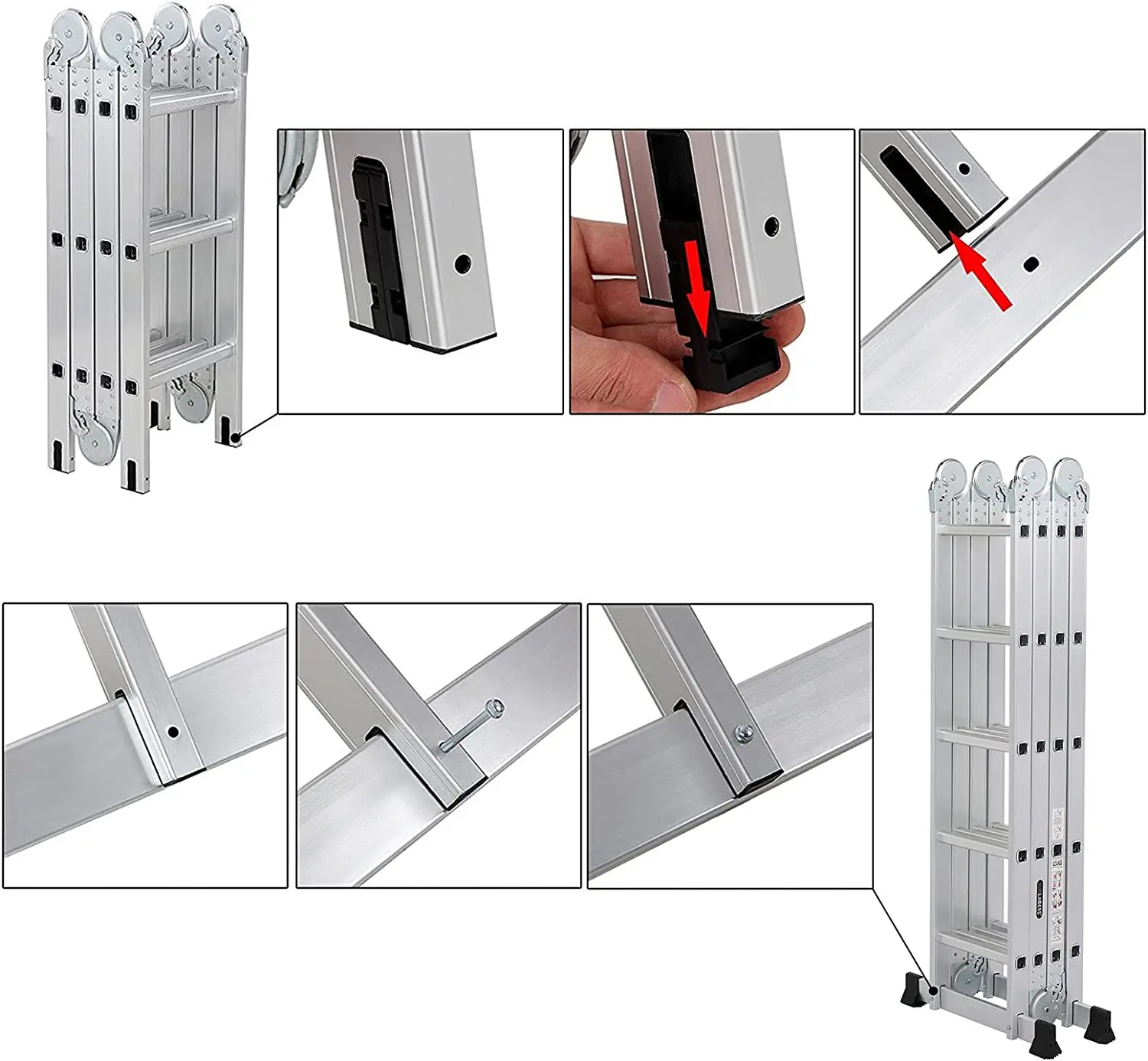 Oem Aluminium En131 Multi Purpose Ladder Safety Multi-section Folding ...