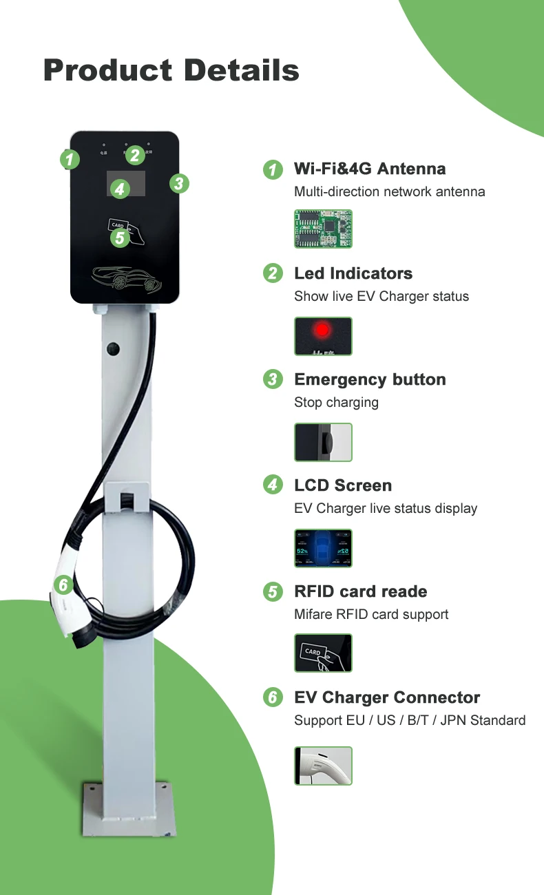 Simple App Control Wallbox Ev Charger 11kw Gbt Type 1 2 Wall Mounted ...