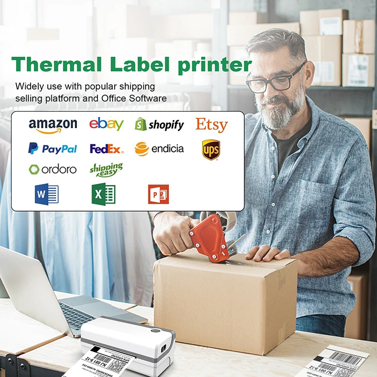 110mm Thermal Barcode Shipping Label Printer Usb Waybill Label Printer ...