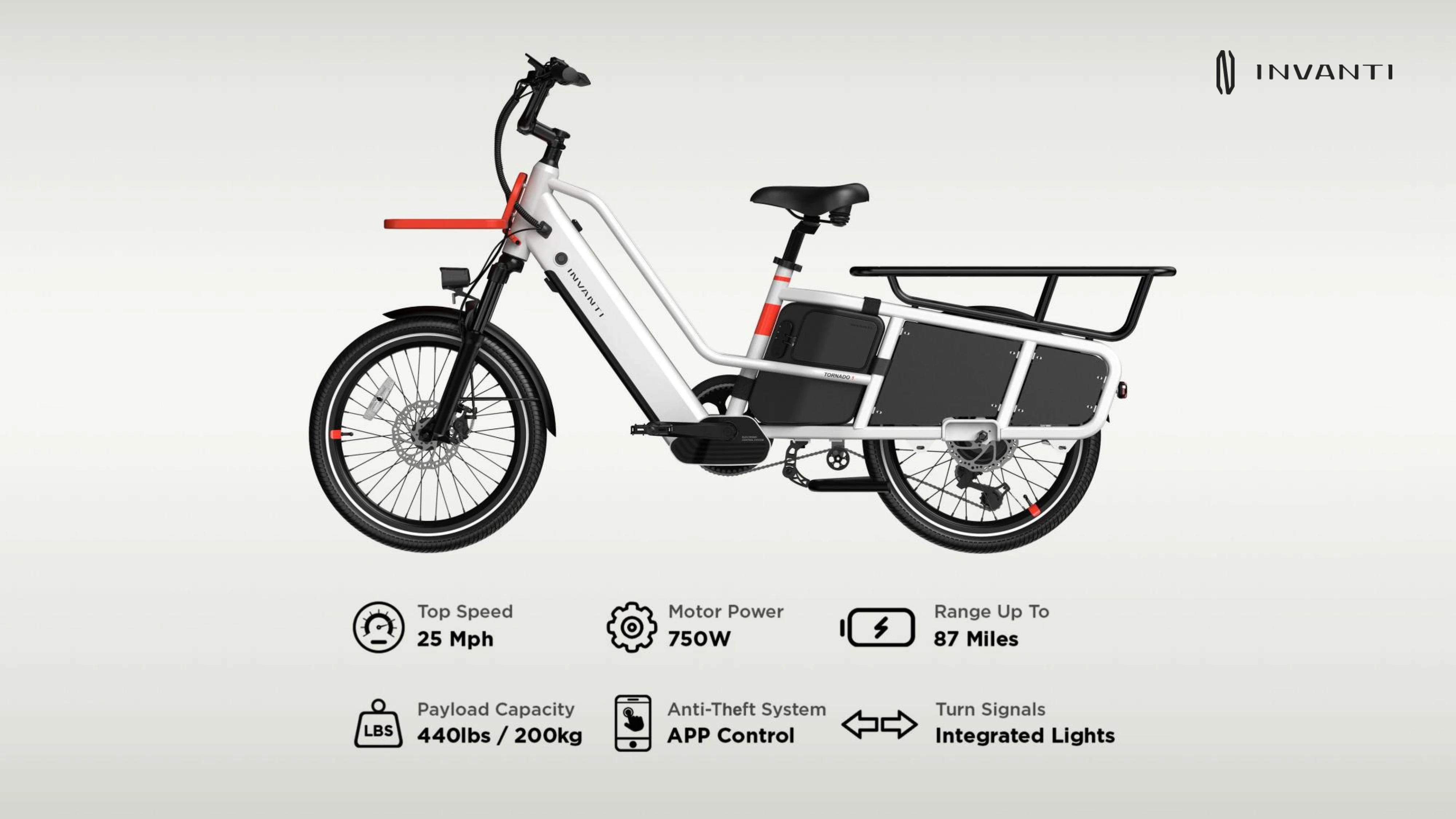 High End Electric Cargo Bike - 2 Wheel Long Tail Design